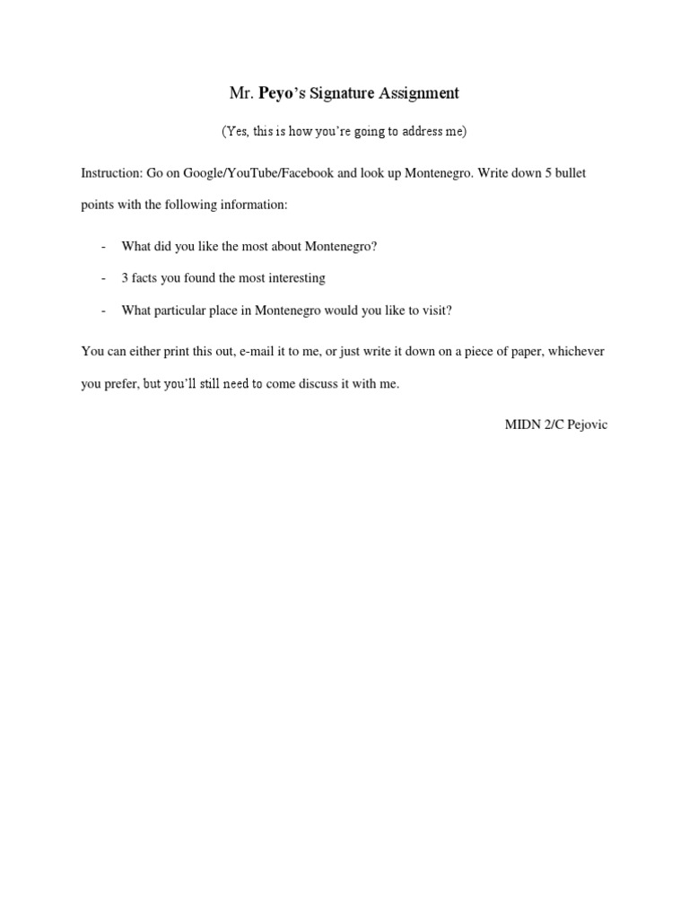 Mr. Peyo's Signature Assignment | PDF | Websites | World Wide Web