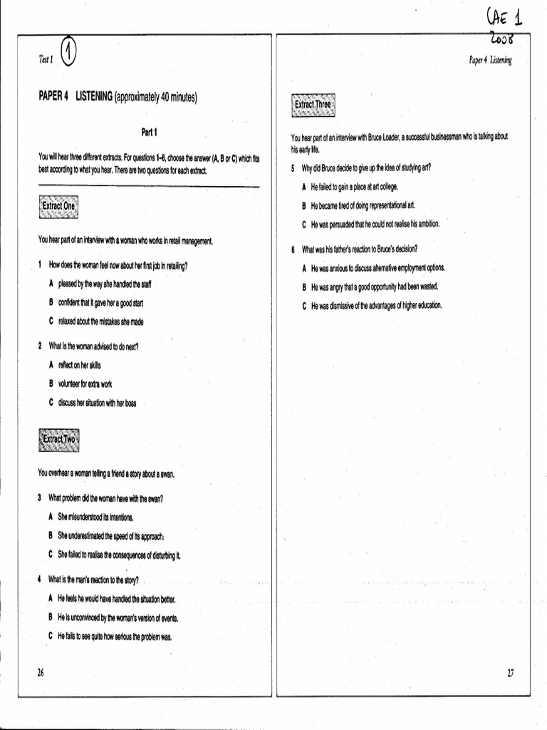 Listenings C1-CAE (1-20) With Answers and Tapescript | PDF