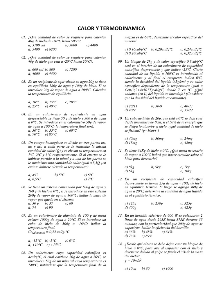 Calor y Termodinamica | PDF | Gases | Termodinámica