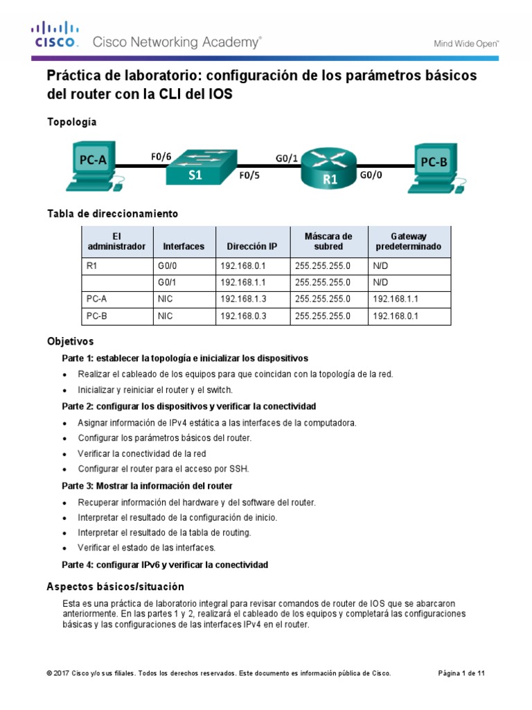 1 1 4 6 Lab Configuring Basic Router Settings With Ios Cli Pdf