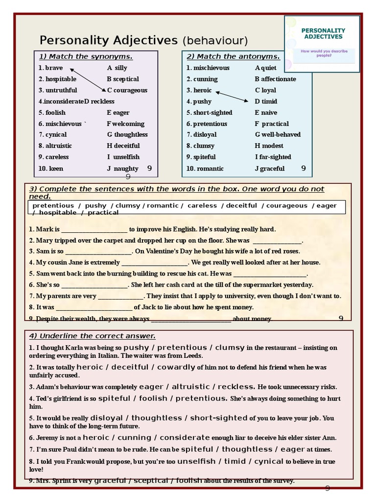 Adjectives Worksheet | PDF