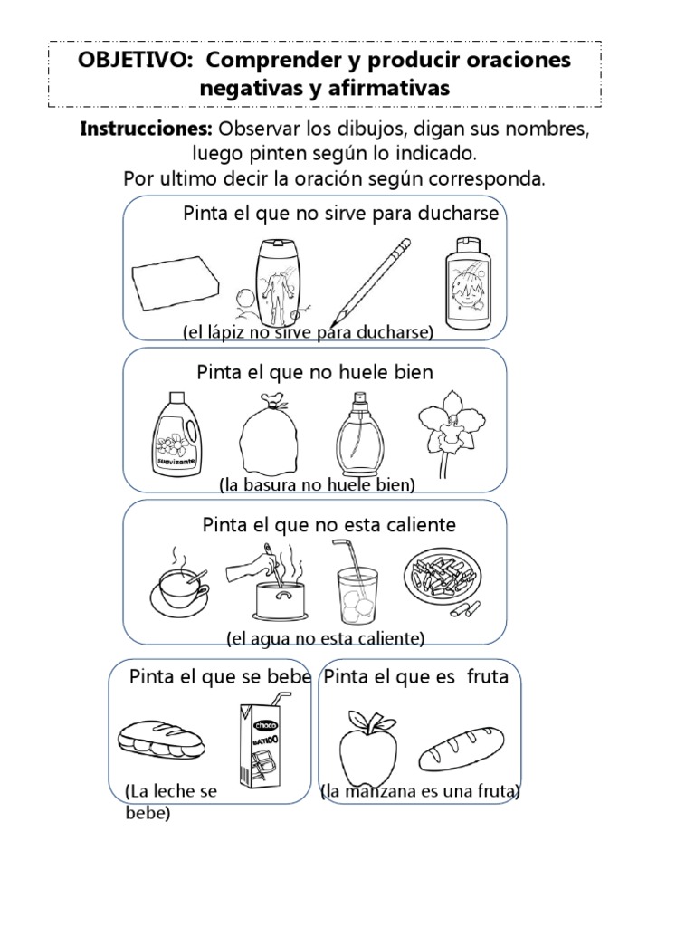 Oraciones Negativas y Afirmativas Tarea