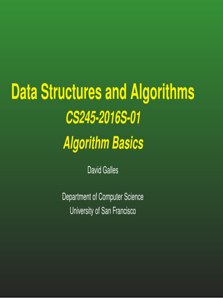 Data Structures And Algorithms Cs245 2016s 01 Algorithm Basics Pdf 4980