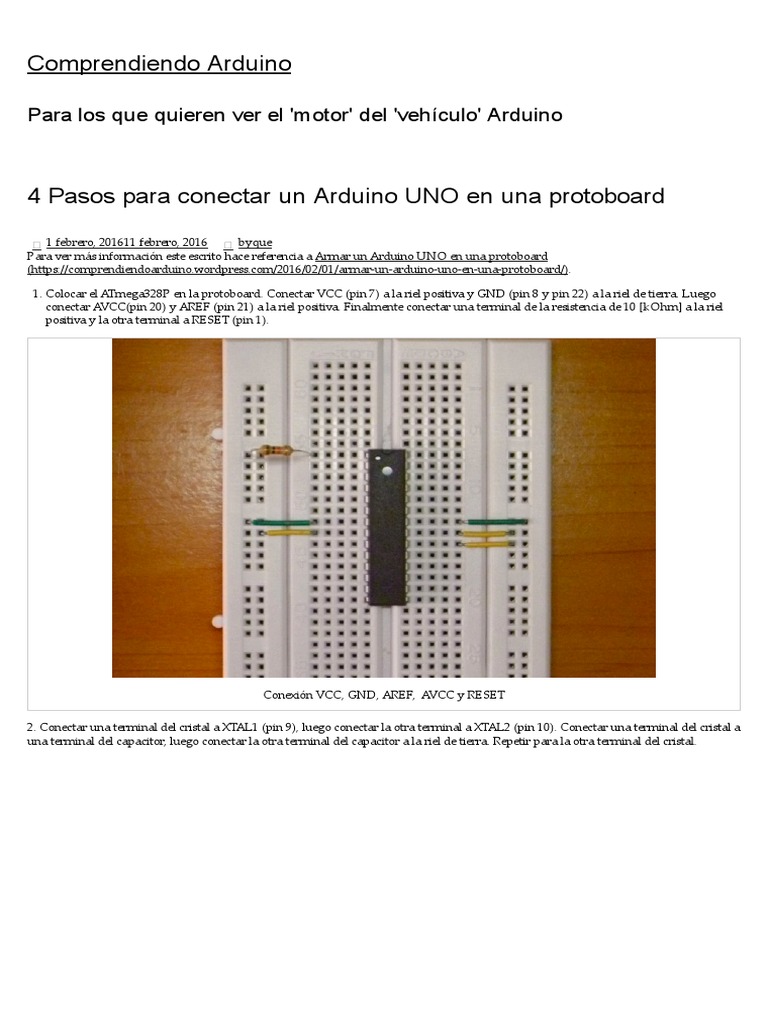 4 Pasos para Conectar Un Arduino UNO en Una Protoboard - Comprendiendo Arduino PDF | PDF ...