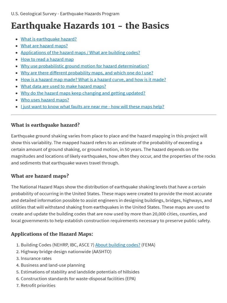 Earthquake Hazards 101 - The Basics PDF | PDF | Earthquakes | Moment ...