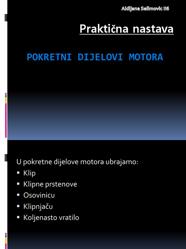 Pokretni Dijelovi Motora Sus Prezentacija | PDF