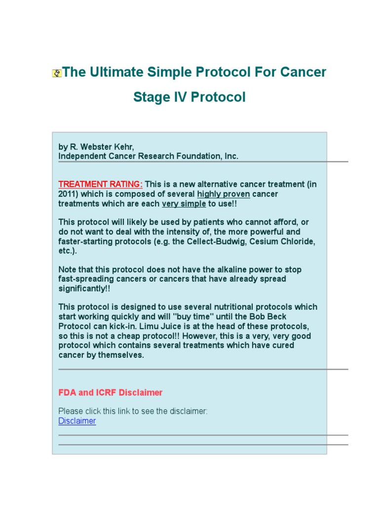 The Ultimate Simple Protocol For Stage IV VCancer | PDF | Cancer ...