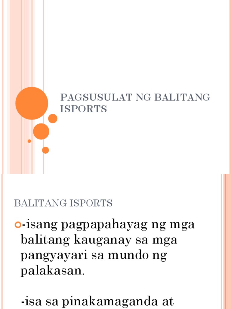 Pagsusulat NG Balitang Isports | PDF