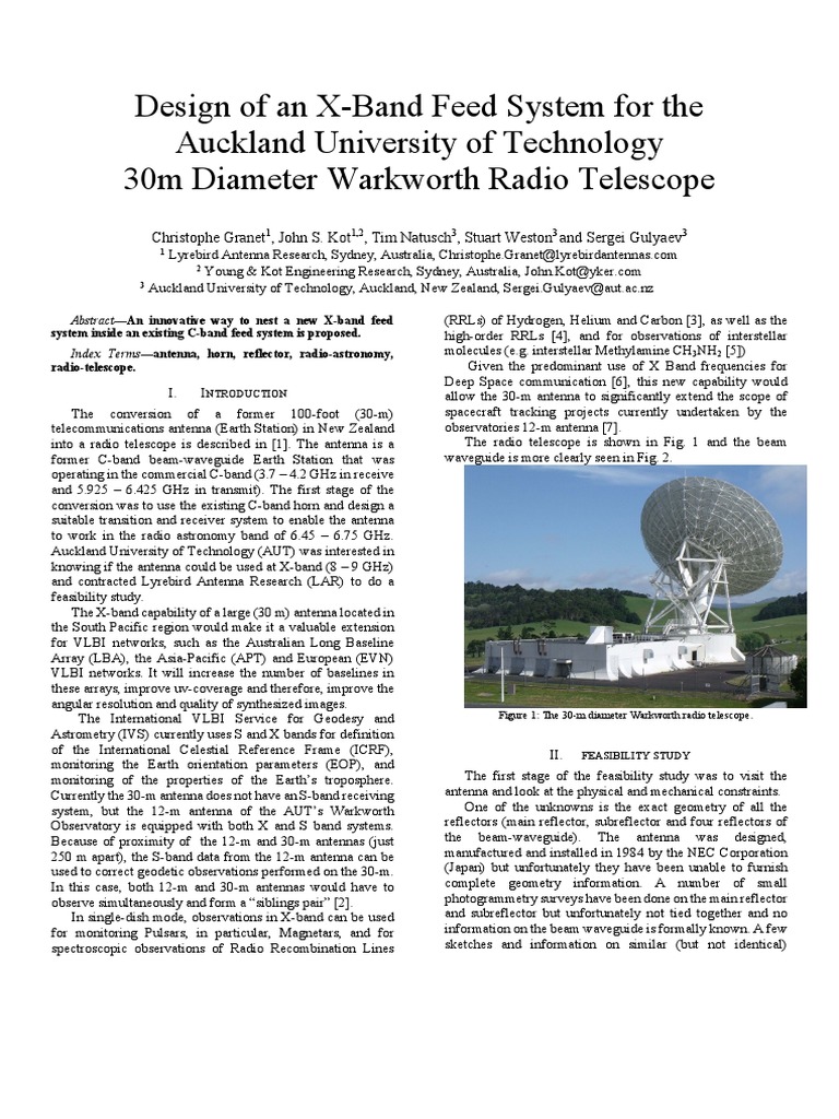 Design of An X-Band Feed System For The Auckland University of ...