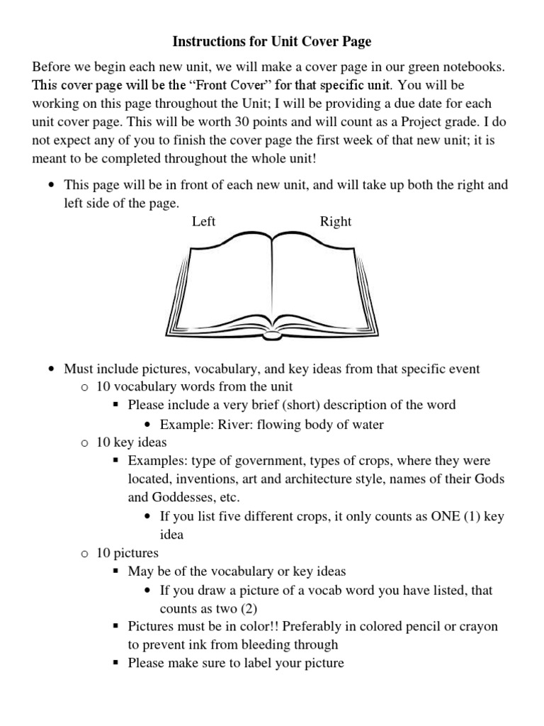 Unit Cover Page Instructions | PDF | Language Arts & Discipline