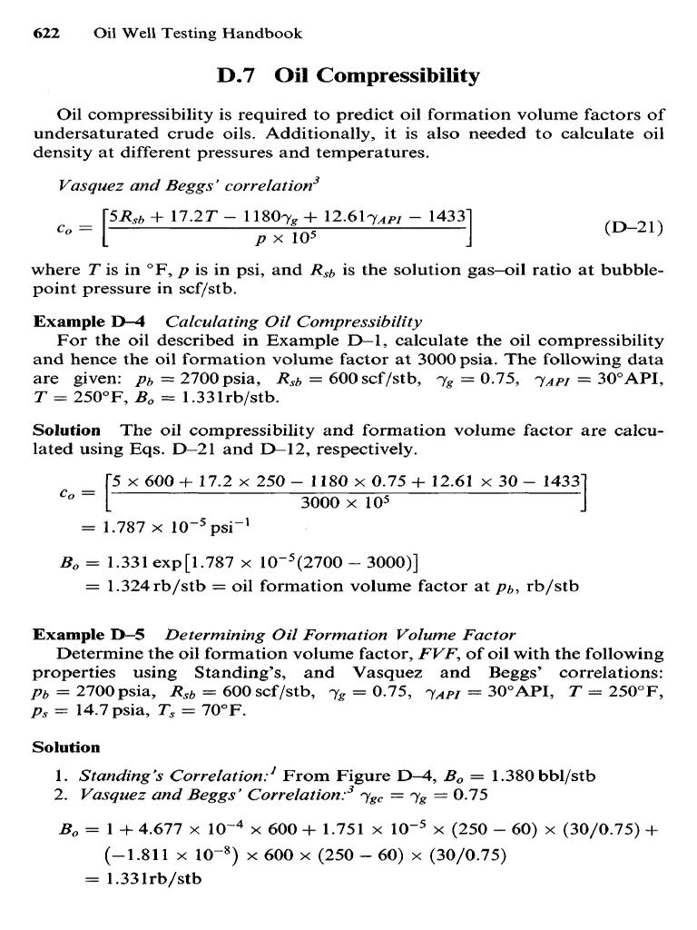 D.7 Oil Compressibility: Vasquez and Beggs' Correlation | Download Free ...