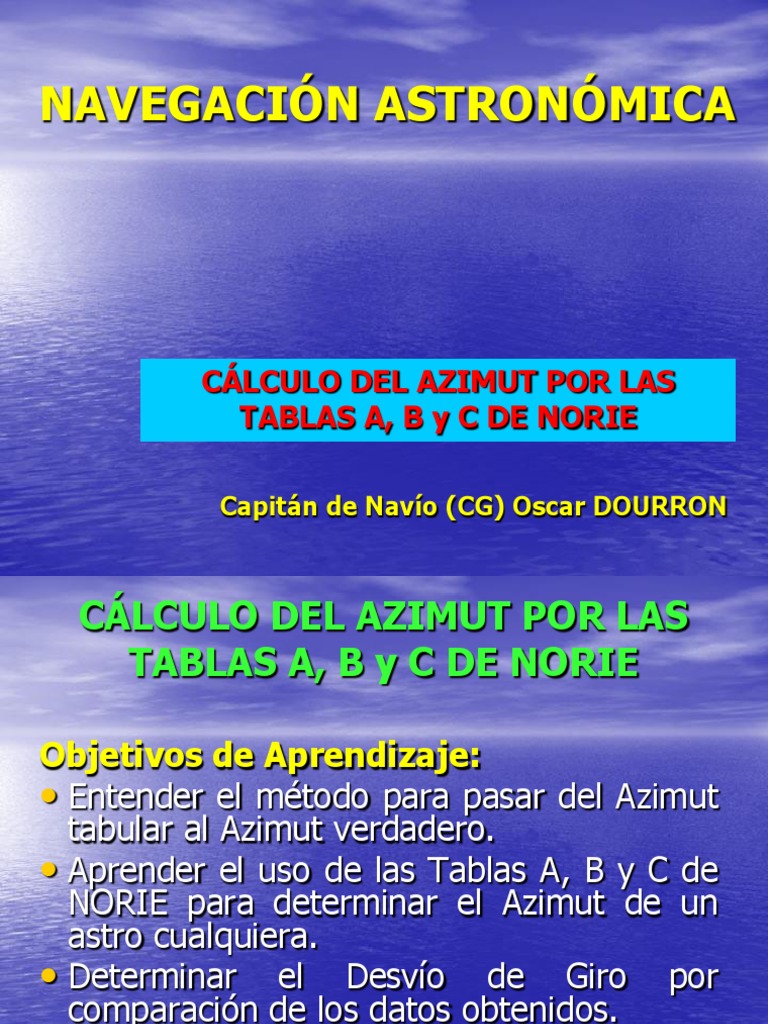 Azimut Por Tablas A, B y C de Norie | Descargar gratis PDF | Azimut ...