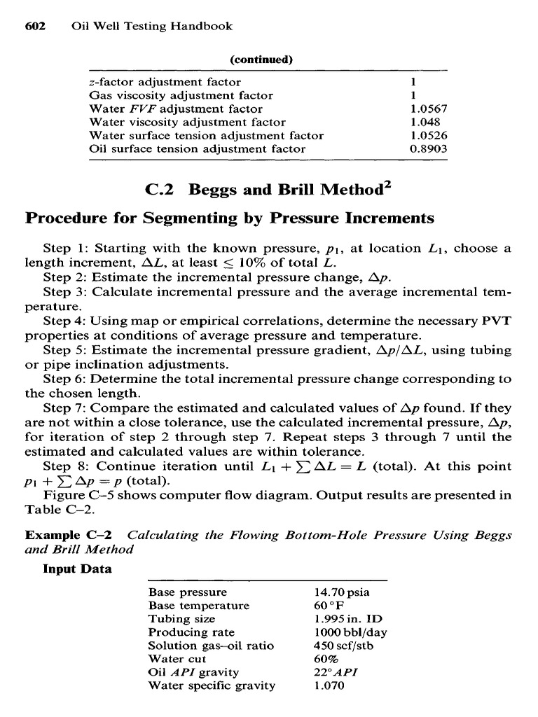 C.2 Beggs and Brill Method Procedure For Segmenting by Pressure Increments | PDF | Pressure ...