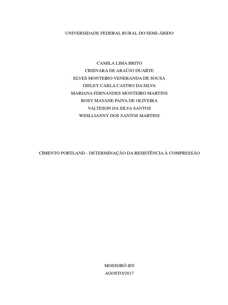 Determinação Da Resistência à Compressão Do Cimento Portland Pdf