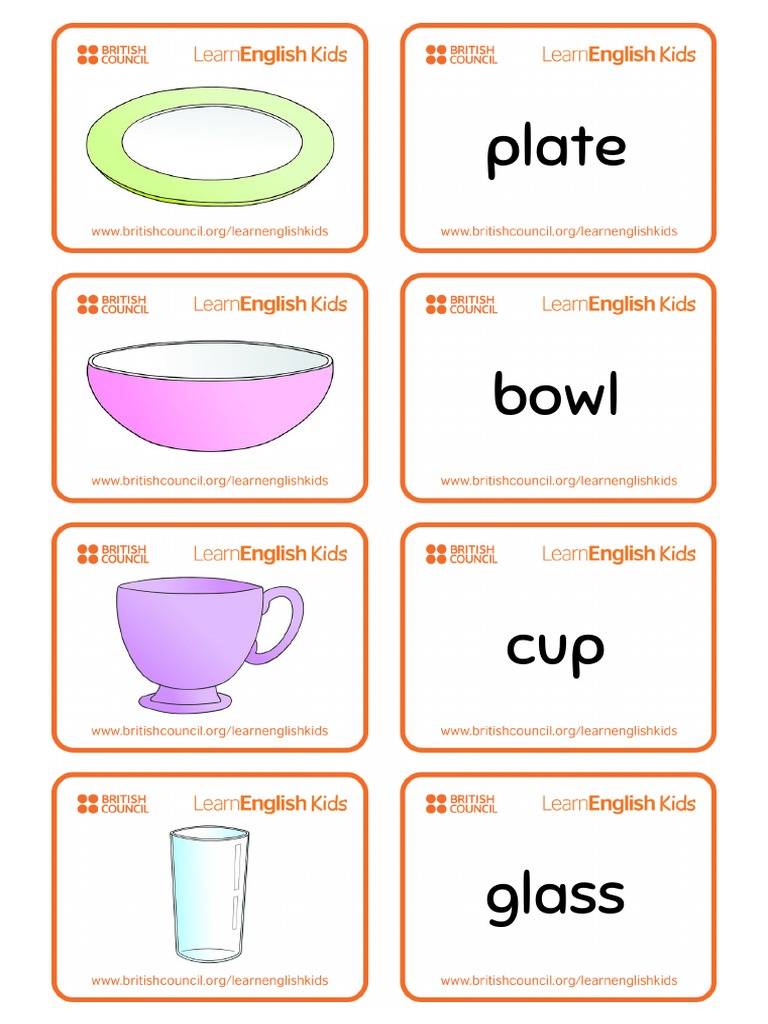 Flashcards Kitchen Objects