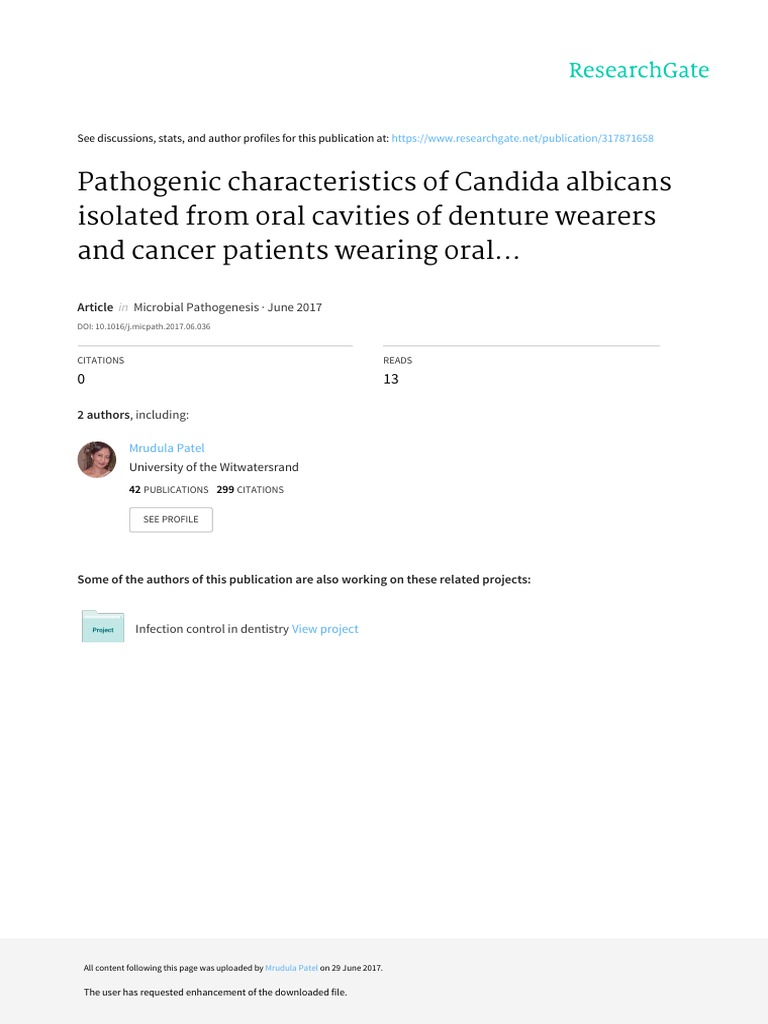 Pathogenic Characteristics of Candida Albicans Isolated From Oral ...