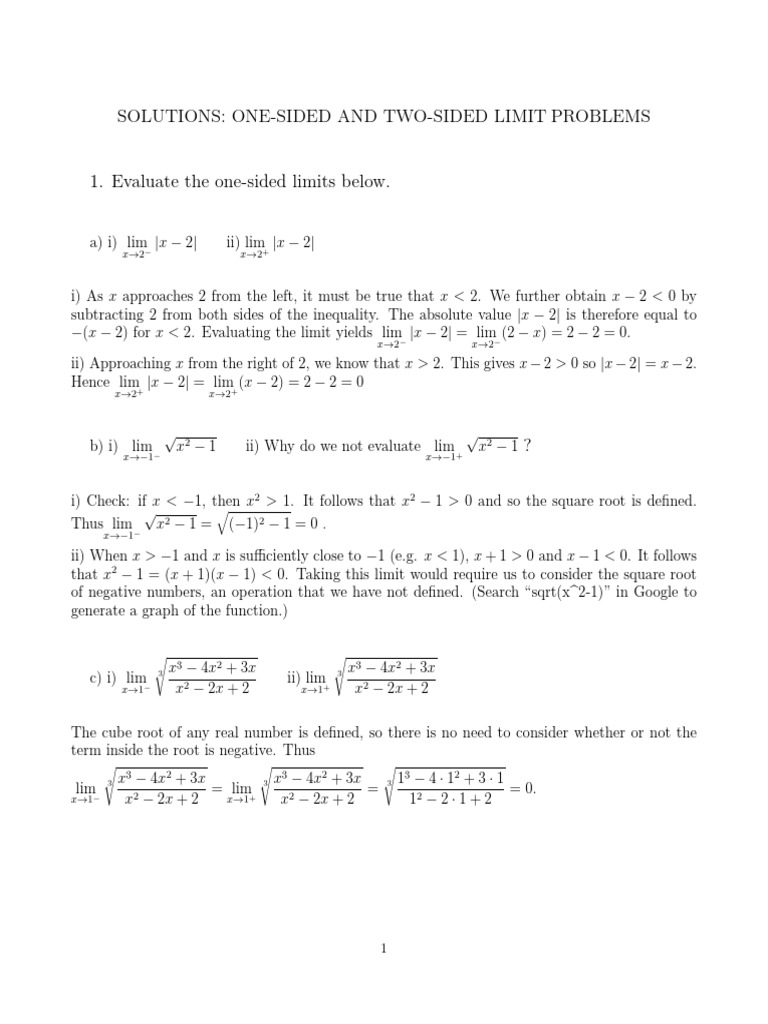 Limit Problem Solutions Guide | PDF | Function (Mathematics) | Algorithms
