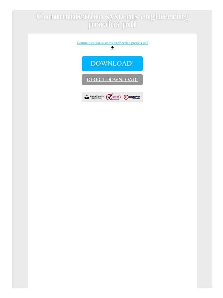 Communication Systems Engineering Proakis PDF | PDF | Data Transmission | Communications System