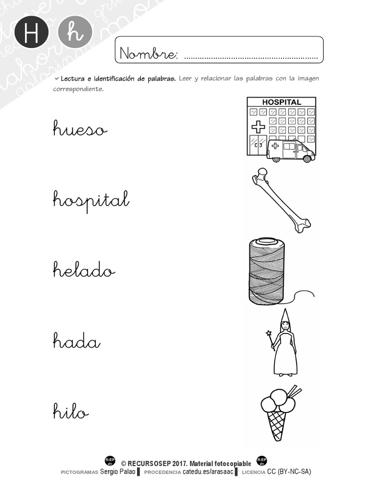 Cartilla Lectura Recursosep Letra H Fichas | PDF