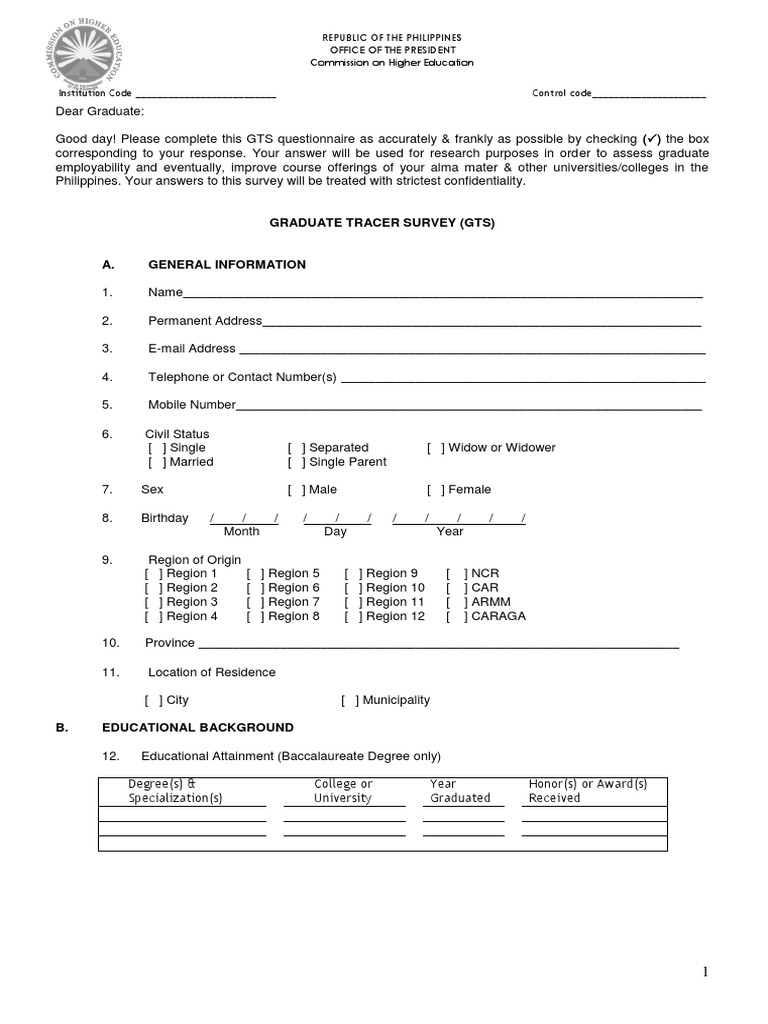 CHED Graduate Tracer Study | PDF | College | Employment