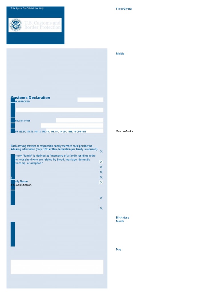 CBP Form 6059B - English-1 PDF | PDF | U.S. Customs And Border ...