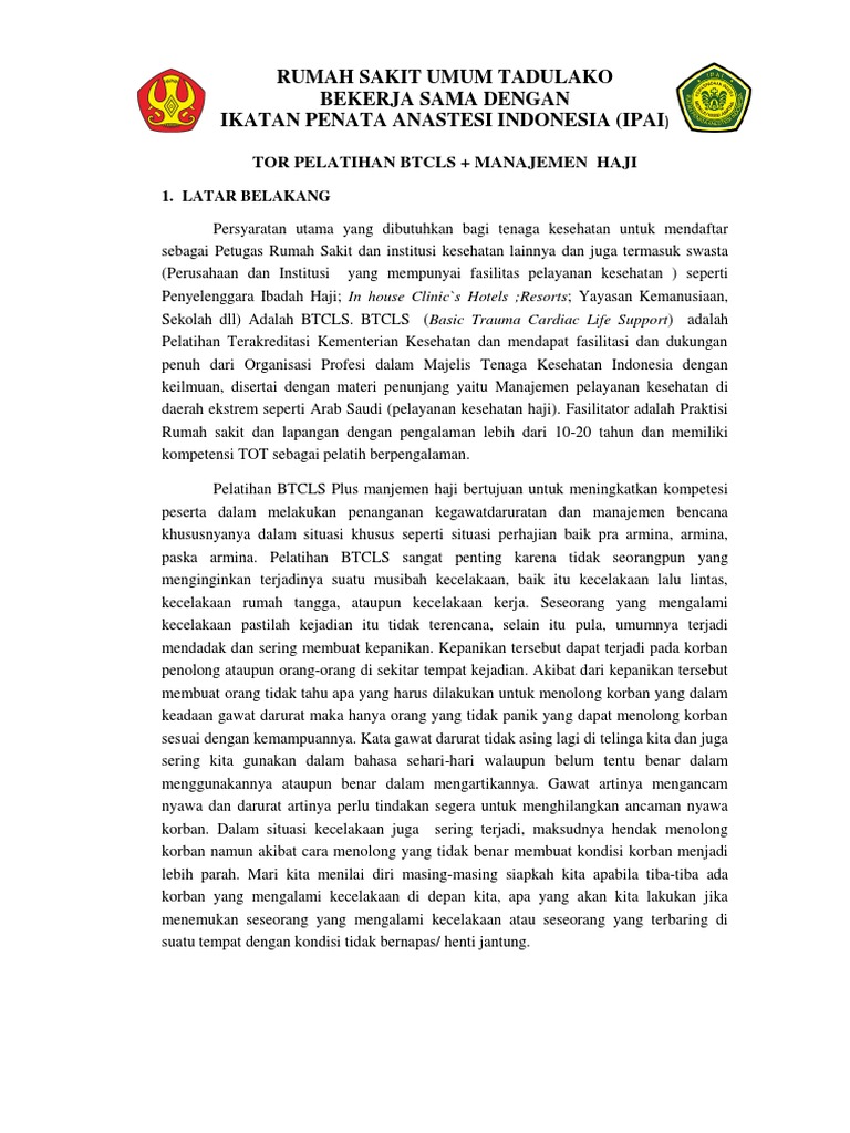 Tor Pelatihan Btcls | PDF