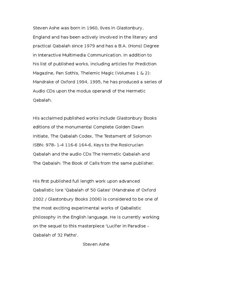 Steven Ashe Was Born in 1960 | PDF | Hermetic Qabalah | Planets In ...