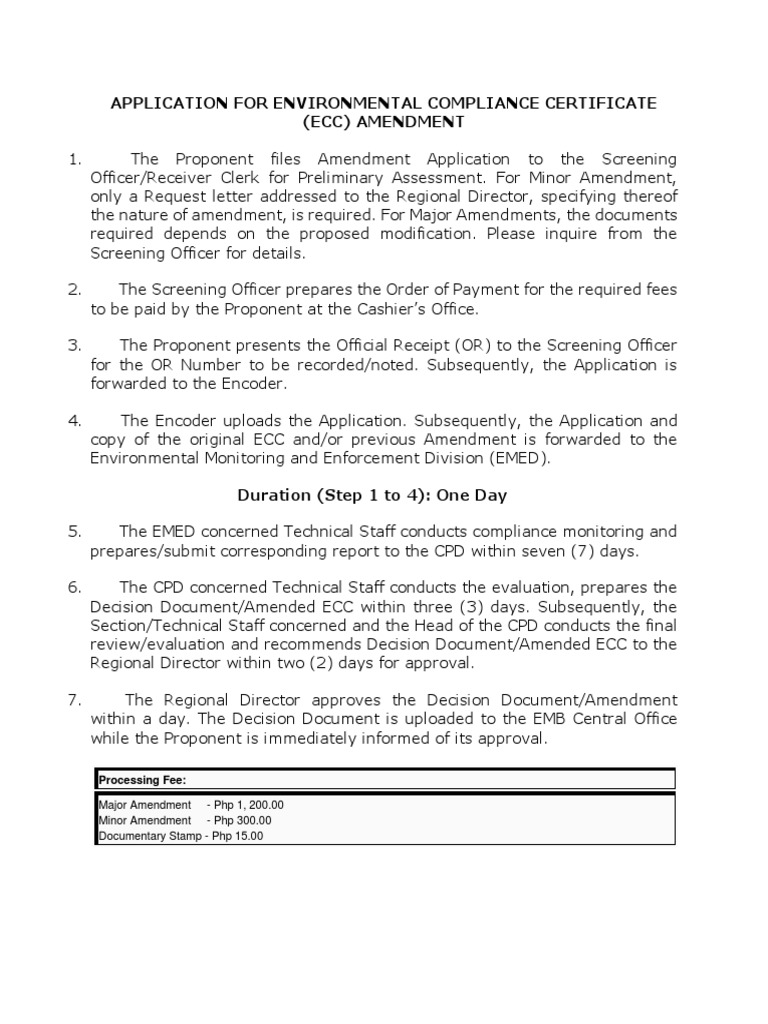 Application For Environmental Compliance Certificate | PDF