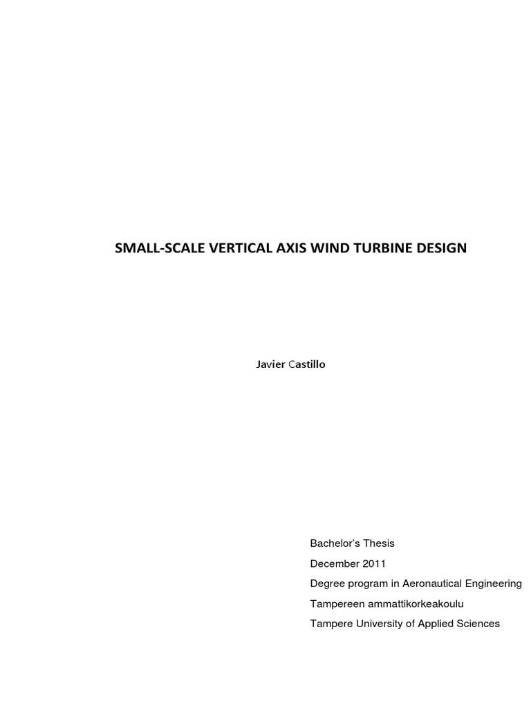Small-Scale Vertical Axis Wind Turbine Design | PDF | Wind Power | Wind ...