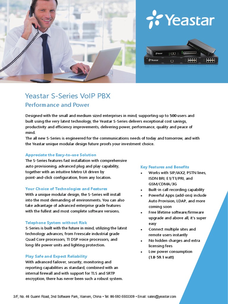 Yeastar S Series VoIP PBX Datasheet en | PDF | Voice Over Ip | Session Initiation Protocol