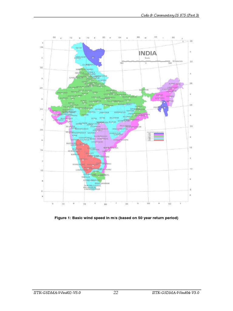 Basic Wind Speed Map of India | PDF | Computers | Technology & Engineering