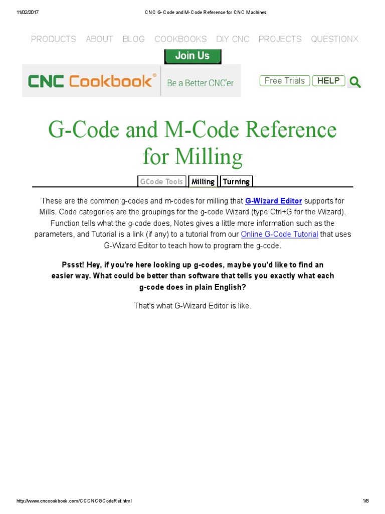 CNC G-Code and M-Code Reference Guide | PDF | Numerical Control ...