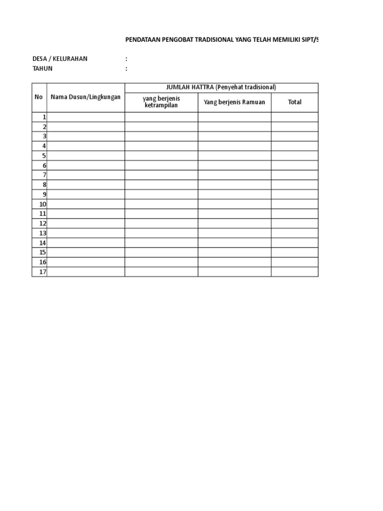 Form Pendataan Hattra | PDF