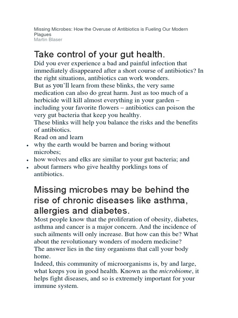 Missing Microbes | PDF | Antibiotics | Probiotic