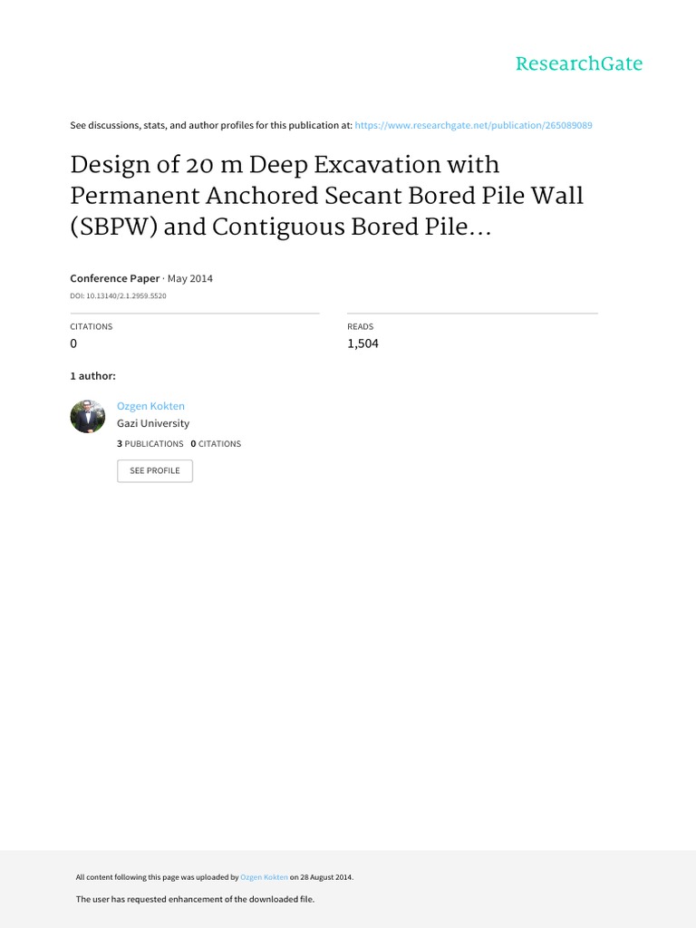 Design of 20 M Deep Excavation With Permanent Anchored | PDF | Deep ...