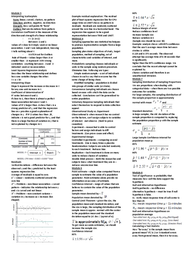 College Statistics Cheat Sheet | PDF | P Value | Statistical Hypothesis ...