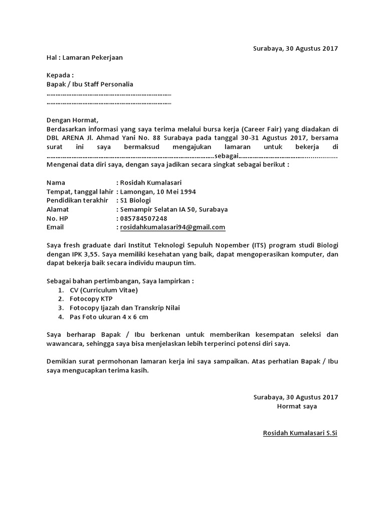 Lamaran Kerja CV KTP Transkrip | PDF