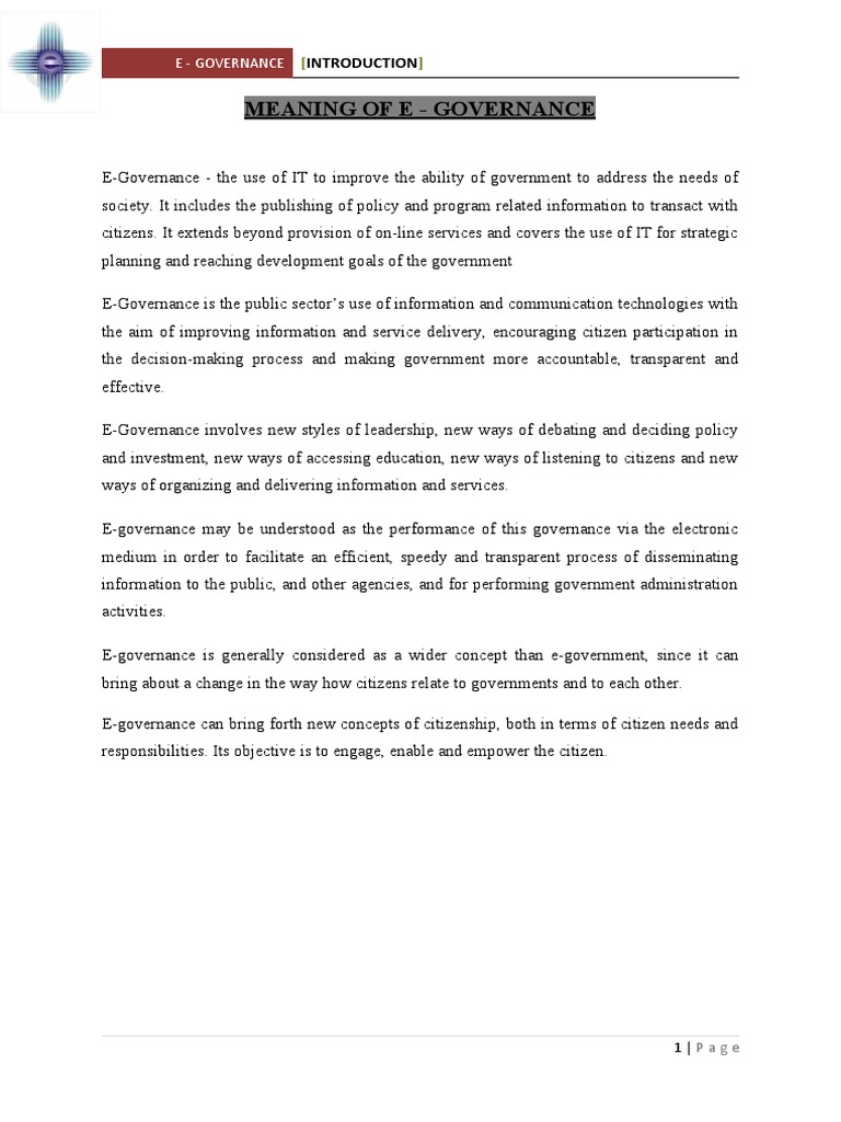 E - Governance 1-3 | PDF | E Government | Governance