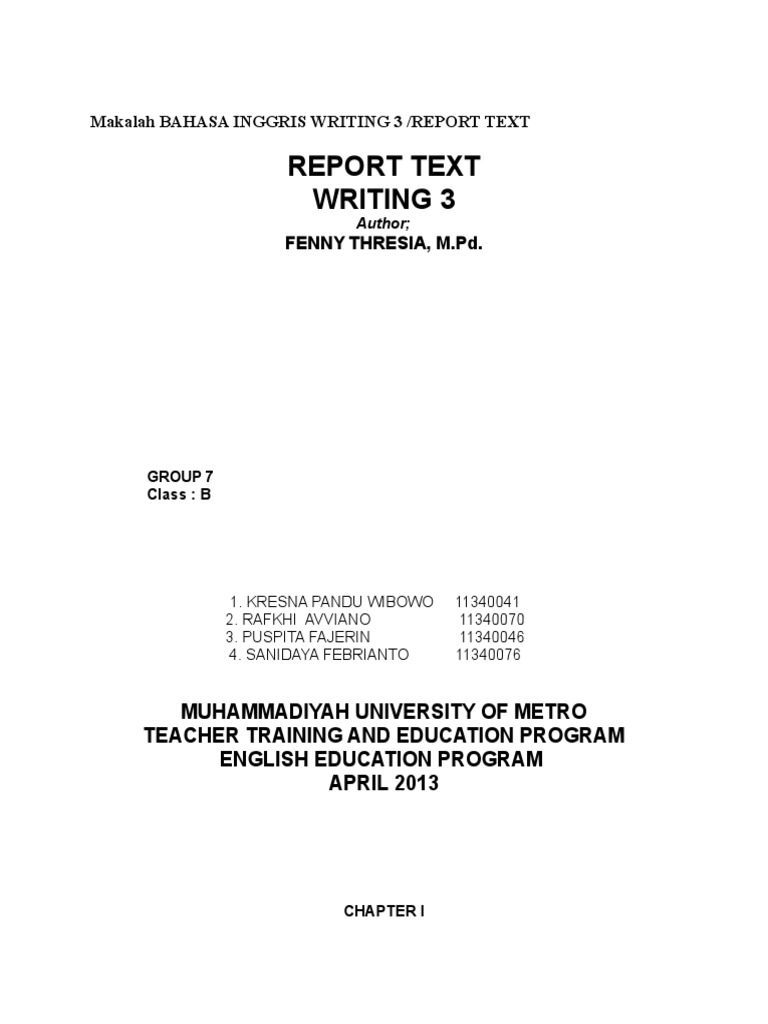 Guide to Writing Report Texts in English | PDF | Tea | Subject (Grammar)