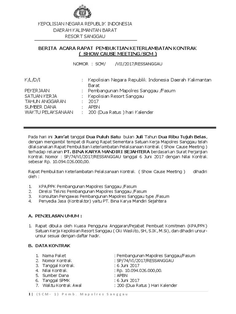 Ba SCM 1 Mapolres Sanggau 2017 | PDF | Bisnis