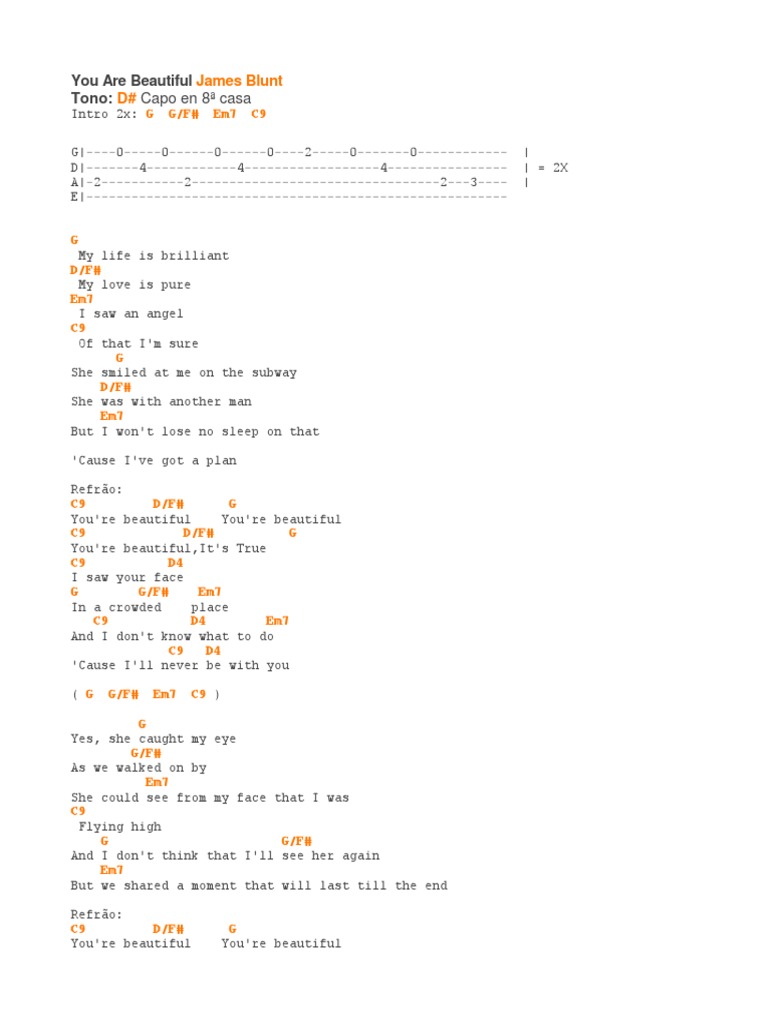 You're Beautiful Guitar Chords | PDF