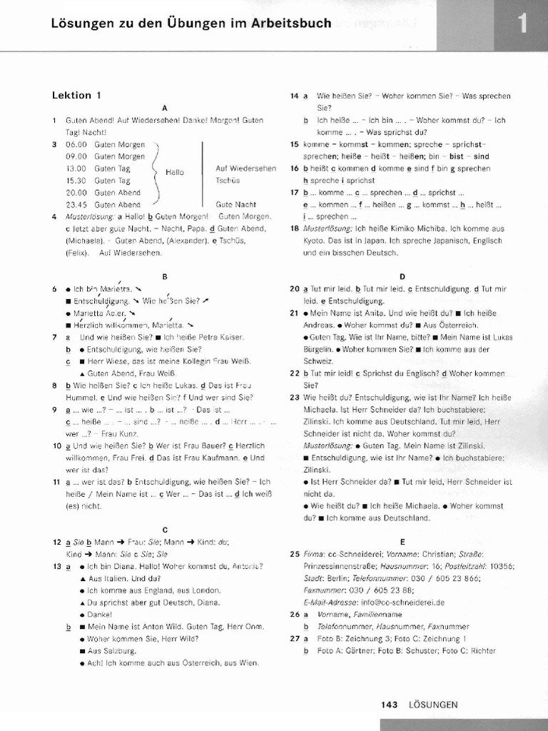 Solucionario Libro Aleman A1 | PDF