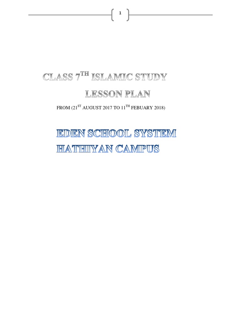 7th Islamic Study Lesson Plan | PDF | Quran | Islam