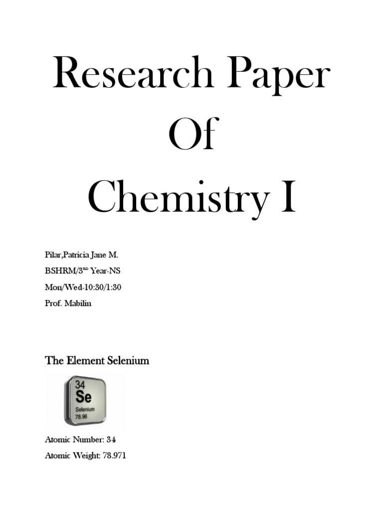 Research Paper of Chemistry I: The Element Selenium | PDF | Zirconium ...
