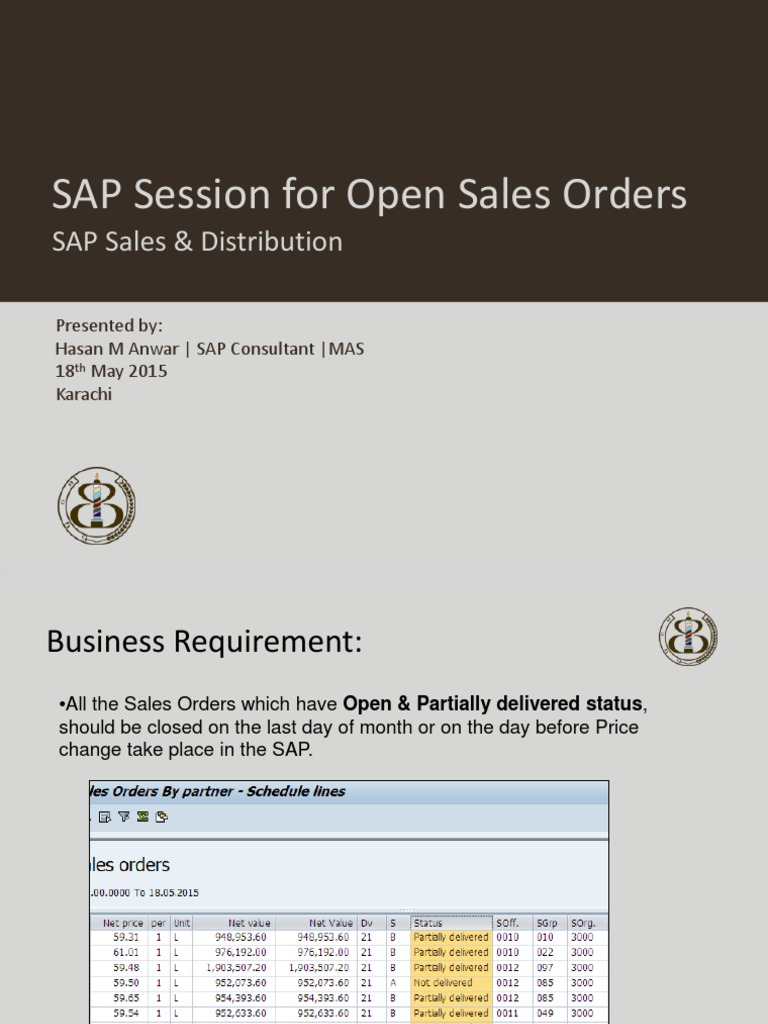 Closing Open Sales Orders in SAP | PDF | Business | Law
