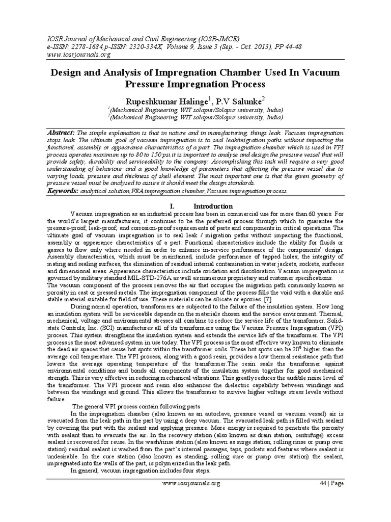Design and Analysis of Impregnation Chamber Used in Vacuum PDF | PDF ...