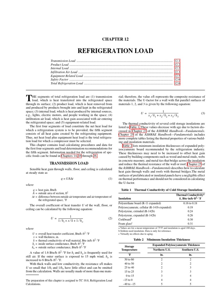 Ashrae Refrigeration - Capitulo 12 | PDF | Thermal Insulation ...