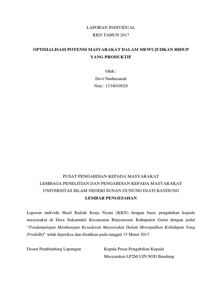 Contoh Laporan KKN Lengkap | PDF