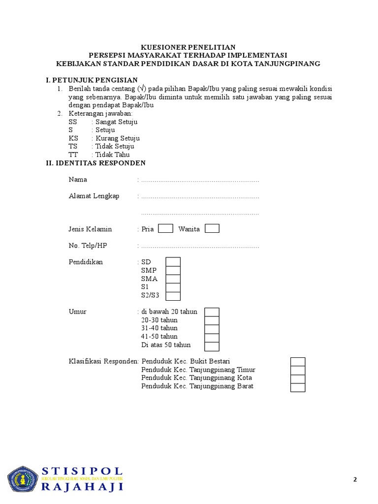 Contoh Kuesioner | PDF