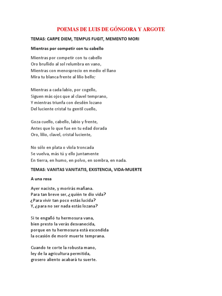 Poemas de Luis de Góngora y Argote | Naturaleza